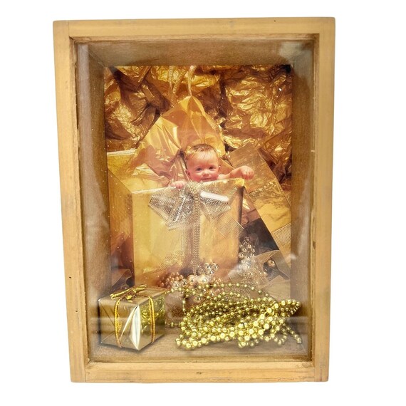 Handcrafted Shadow Box 7.5 X 5.5 X 3 Gold Baby Present - Etsy