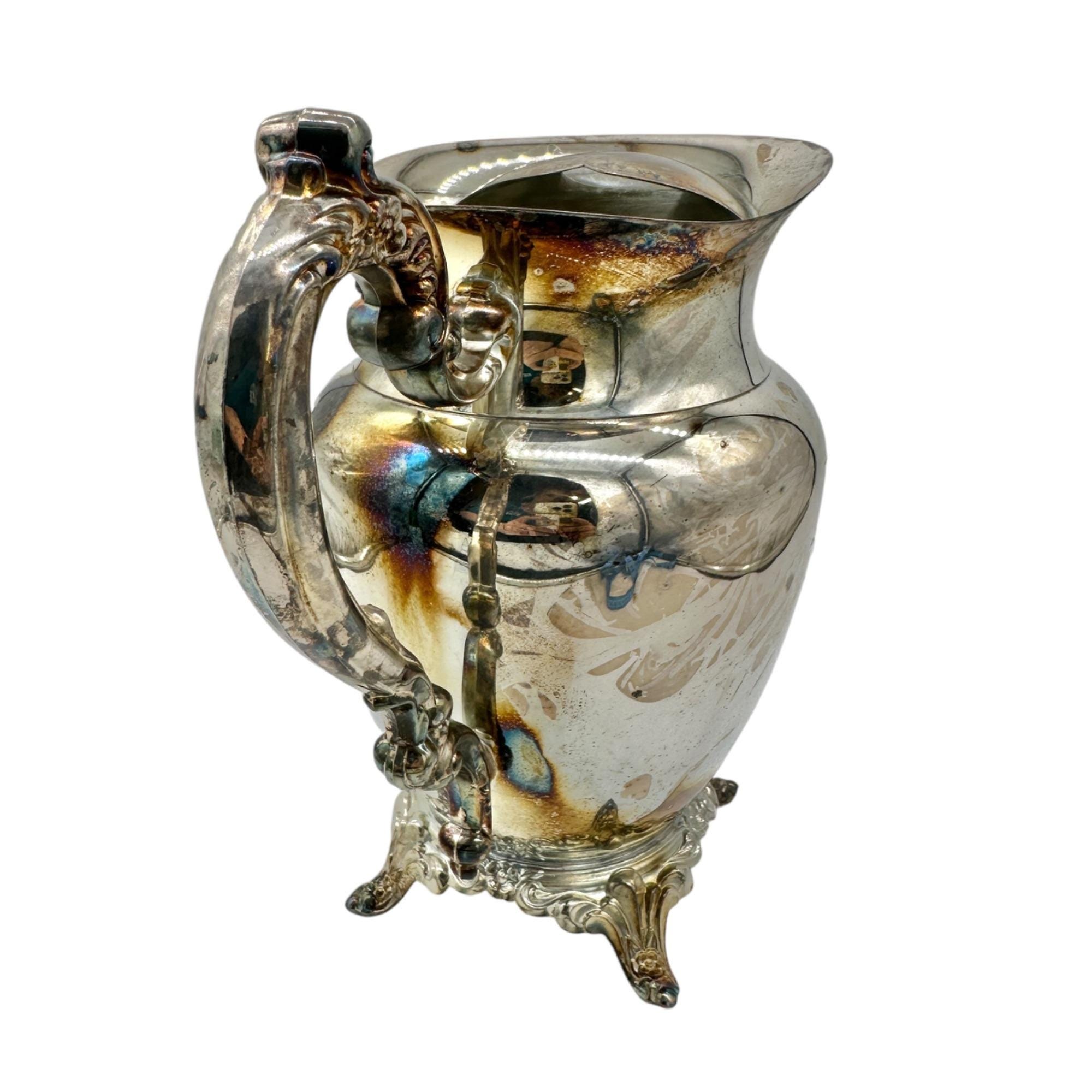 Vintage Oneida Silver Plated Water Pitcher With Ornate Handle Footed ...