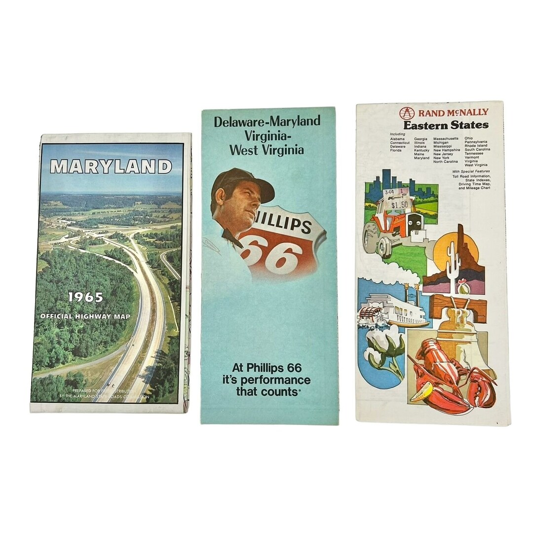 Vintage 1965 Maryland Highway Map: Eastern States Road Maps - Etsy