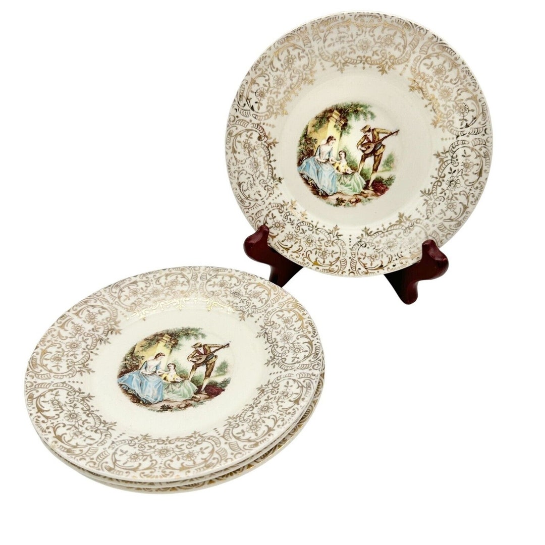 Triumph American Limoges China D'or Set 6 Bread Plates 22K Gold Fiddle ...