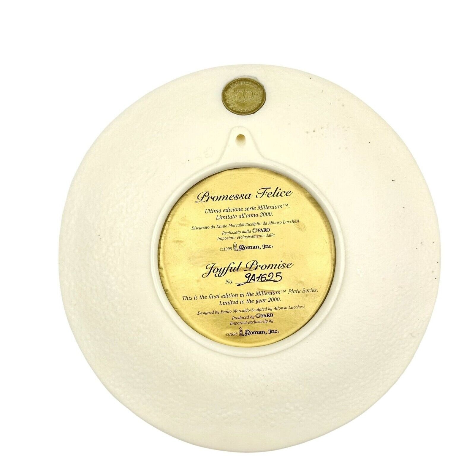 Vintage 1998 Faro Plate 8 Inch Round Beige Joyful Promise No. 9A1625 ...