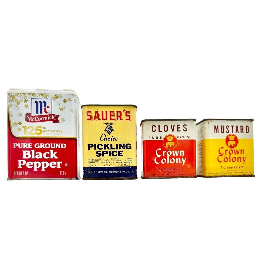 Vintage Set of 4 Spice Tins Mccormick Sauer's Crown Colony - Etsy