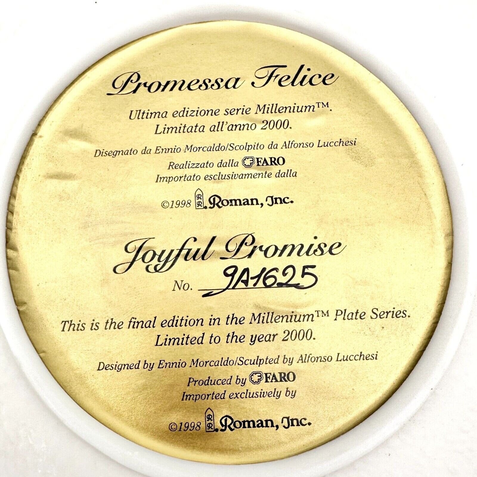 Vintage 1998 Faro Plate 8 Inch Round Beige Joyful Promise No. 9A1625 ...