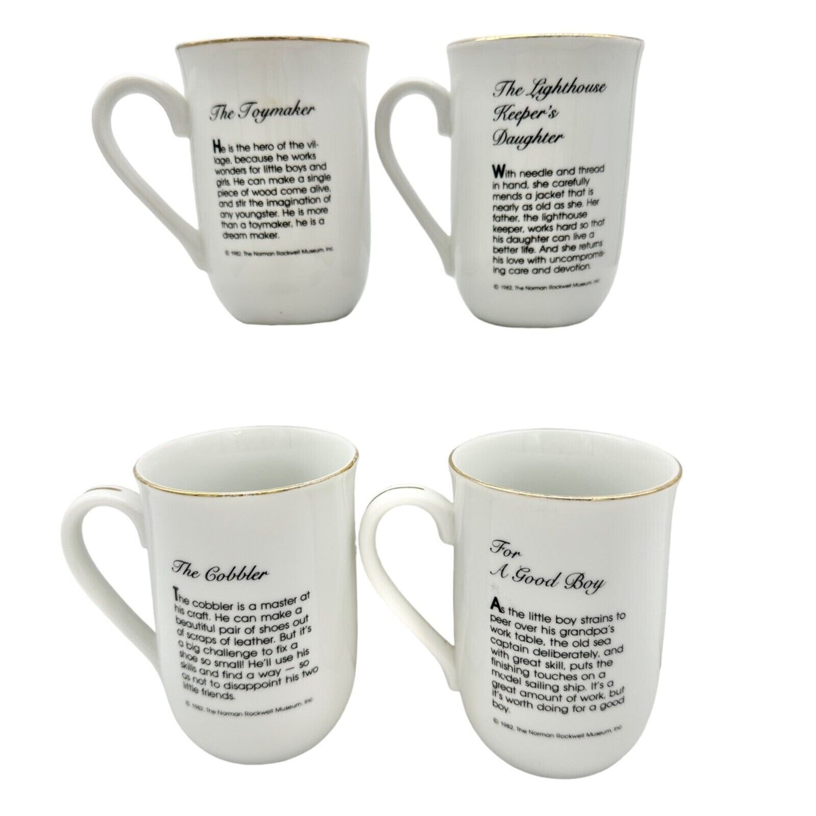 Norman Rockwell Museum Mugs Set 4 Toymaker LH Keepers Daughter Good Boy ...