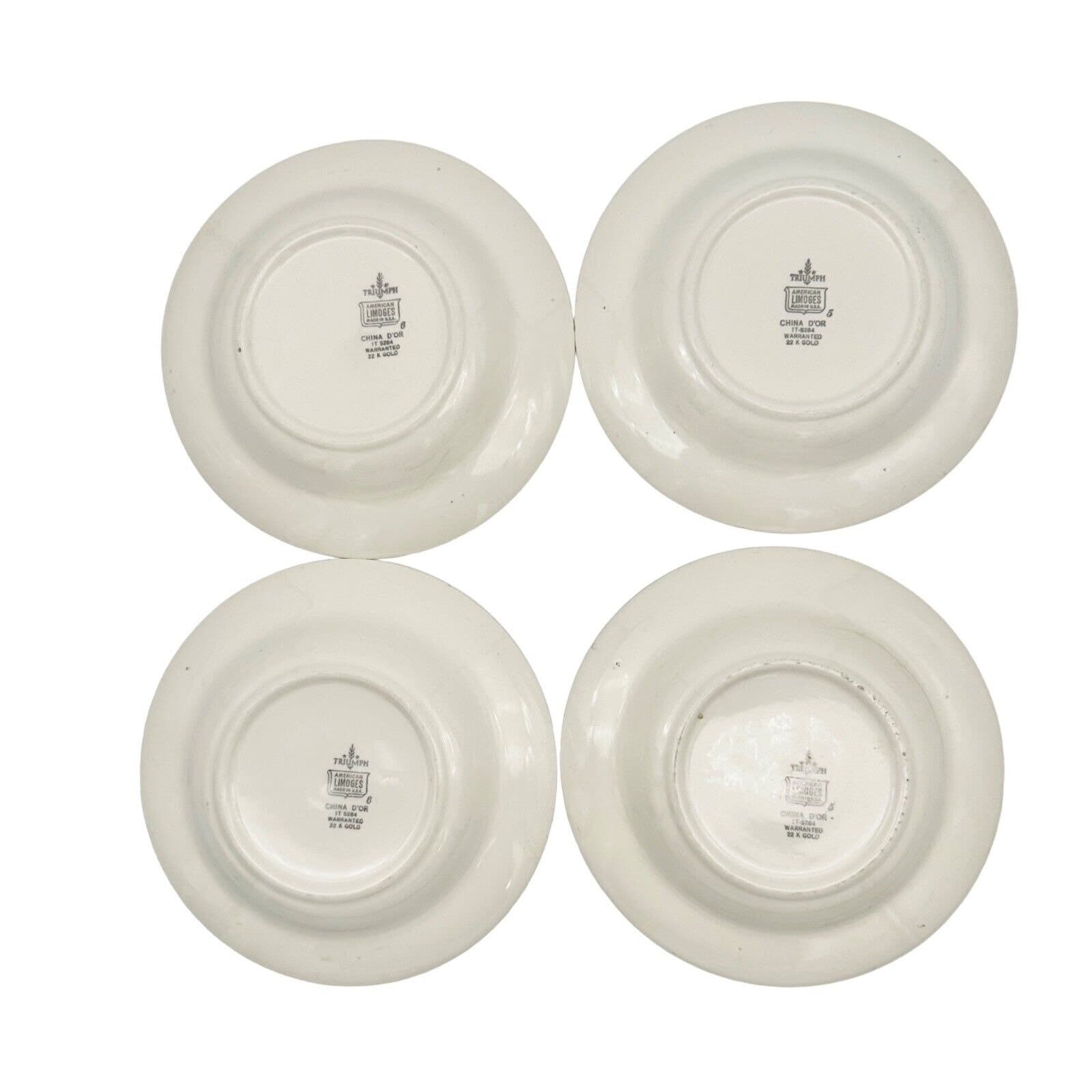 Triumph American Limoges China D'or Set of 4 Bowls 22K Gold Trim Fiddle ...