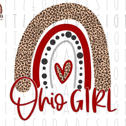 OHIO Png Half Leopard Scarlet and Grey Font Instant | Etsy