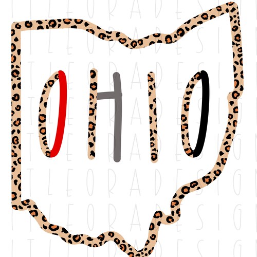 Leopard print state OHIO outline PNG Ohio state instant | Etsy