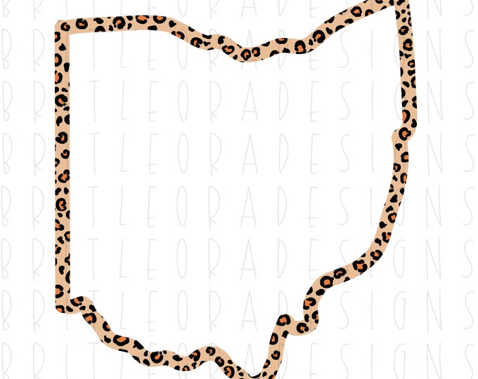Leopard Print State OHIO Outline PNG, Ohio State, Instant Digital ...