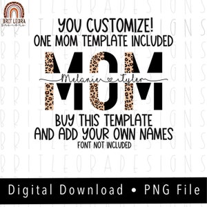 Customizable Mom PNG Templates, 1 Template With Space for You to Add ...