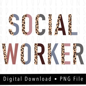 Social Worker PNG, Instant Digital Download, Leopard and Neutral Font ...
