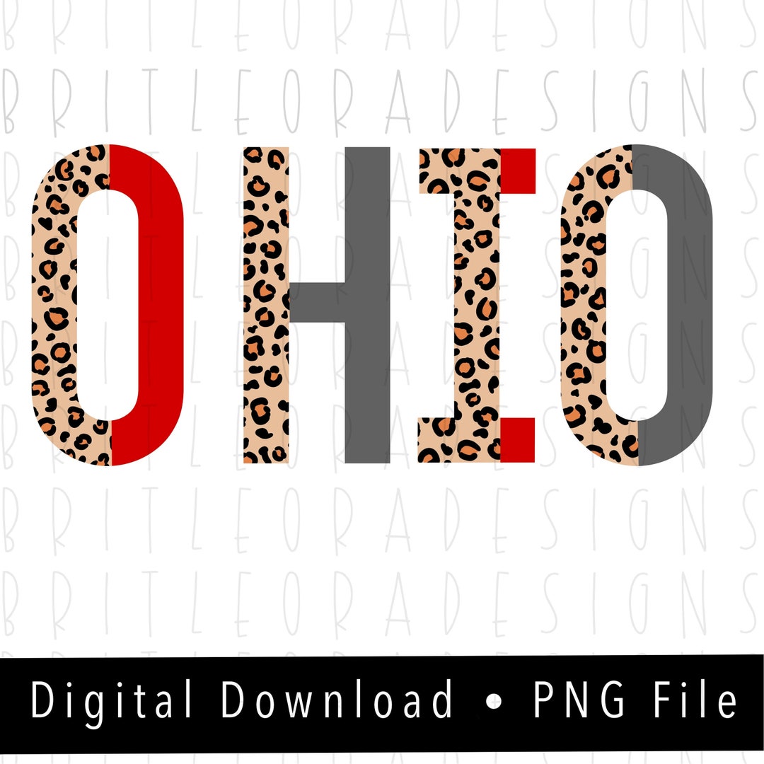 OHIO Png Half Leopard Scarlet and Grey Font Instant - Etsy