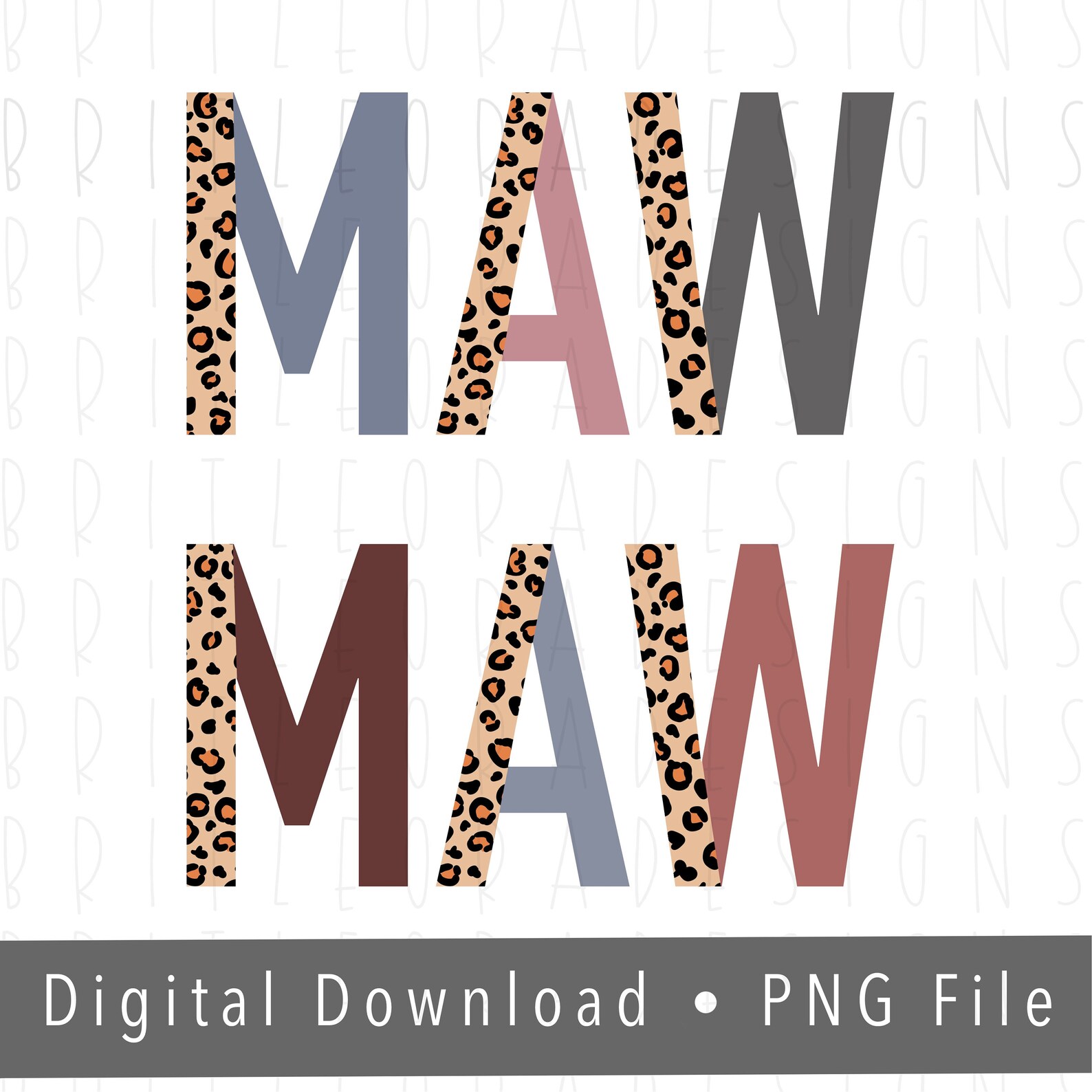 MAW MAW PNG Leopard and Boho Instant Digital Download | Etsy