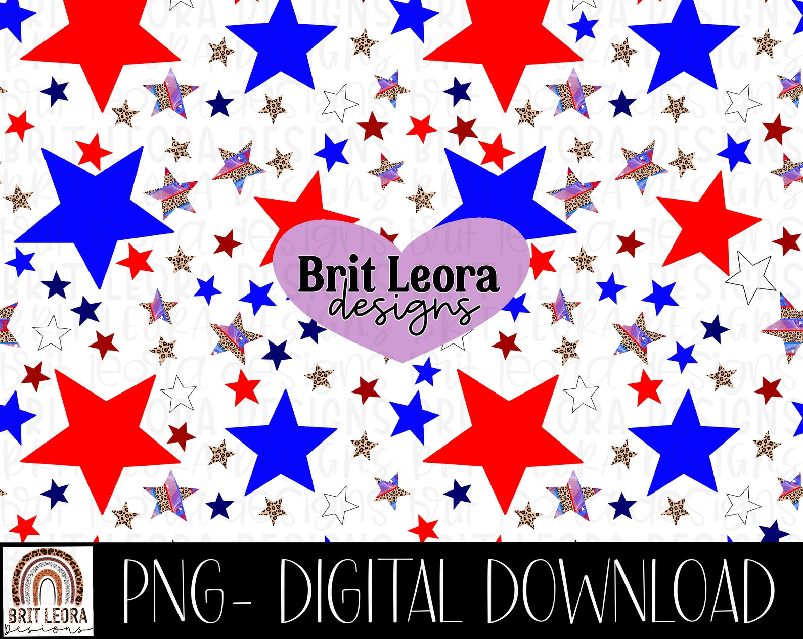 Seamless Star Pattern for 4th of July PNG File Blue and Red - Etsy