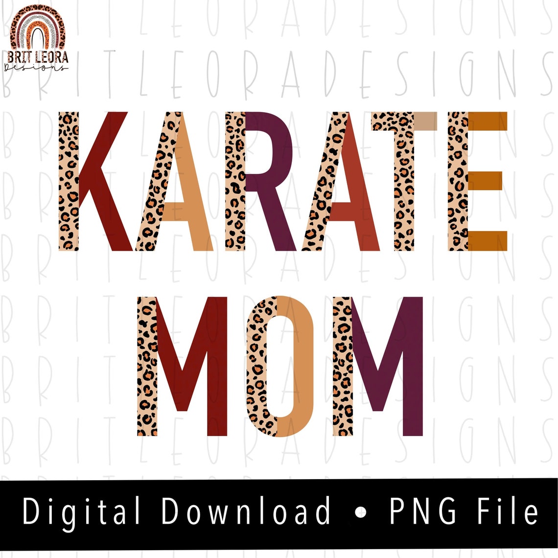 KARATE MOM PNG Instant Digital Download Leopard and Boho - Etsy