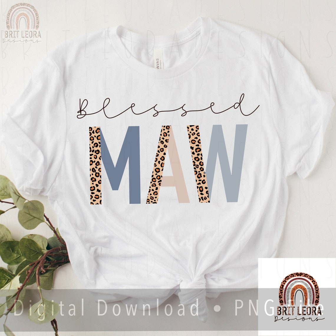 Blessed MAW PNG, Leopard and Boho, Instant Digital Download ...