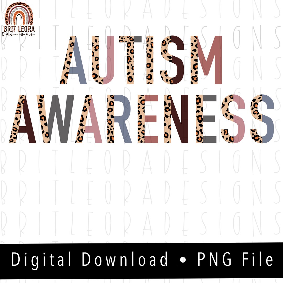 AUTISM Awareness PNG, Instant Digital Download, Leopard and Neutral ...