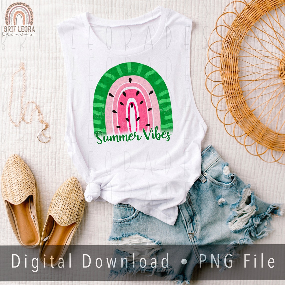 Watermelon Rainbow Summer Vibes PNG Instant Digital Download - Etsy