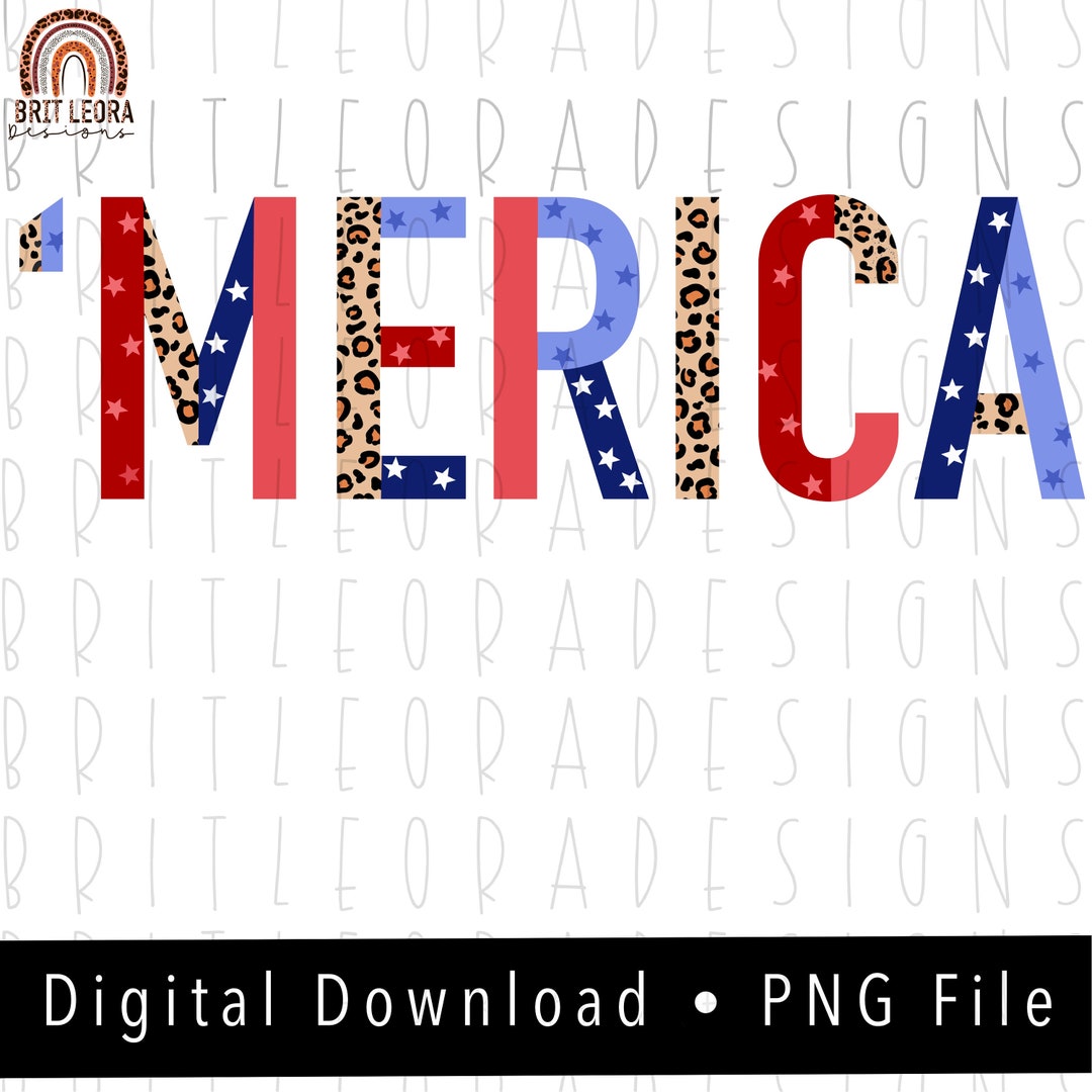 Merica PNG, Digital Download, Sublimation Designs, Leopard Cheetah ...