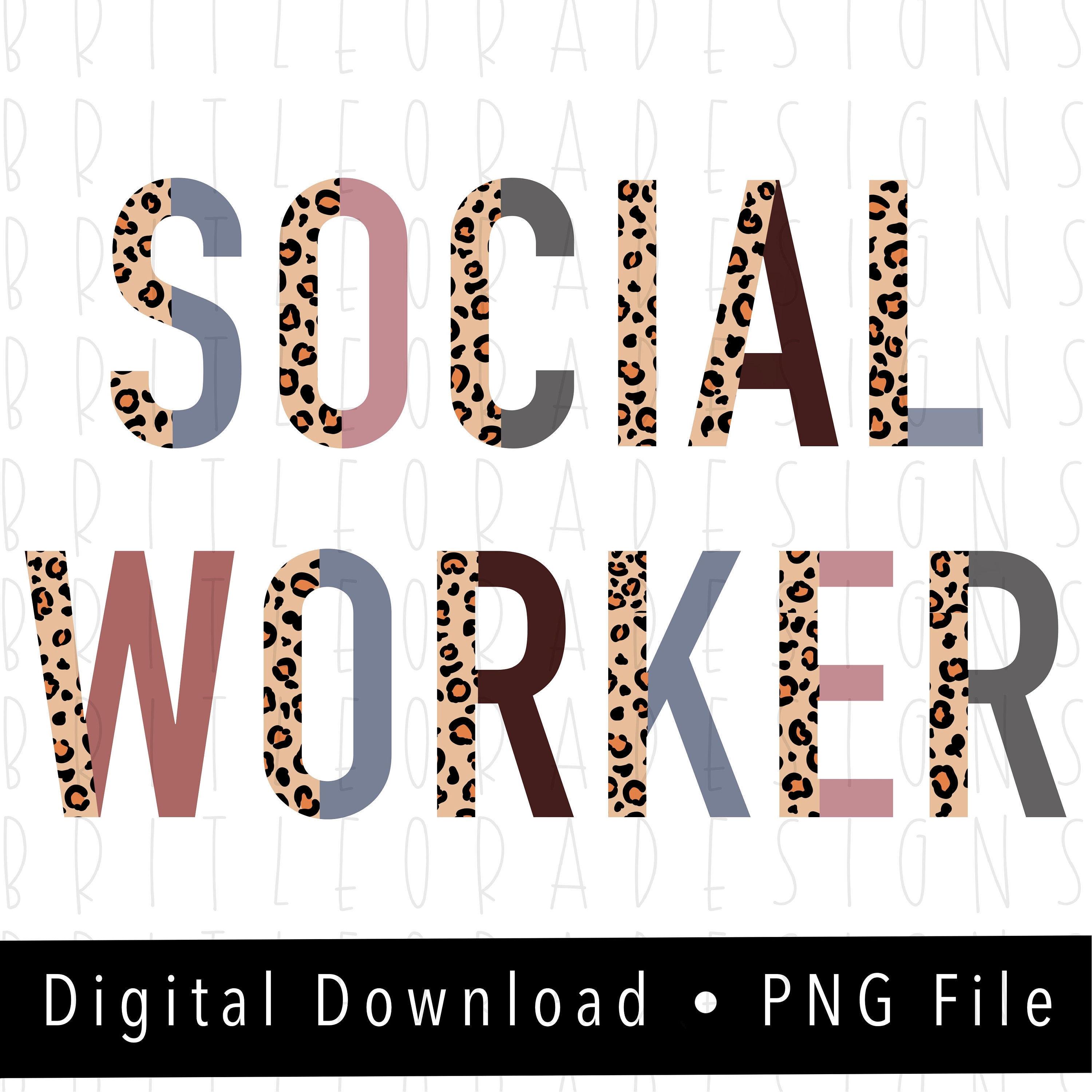 Social Worker PNG Instant Digital Download Leopard and - Etsy