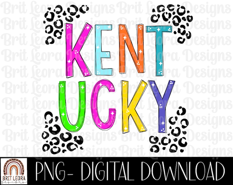 Kentucky Colorful Bubble Letters With Leopard PNG for Sublimation or ...