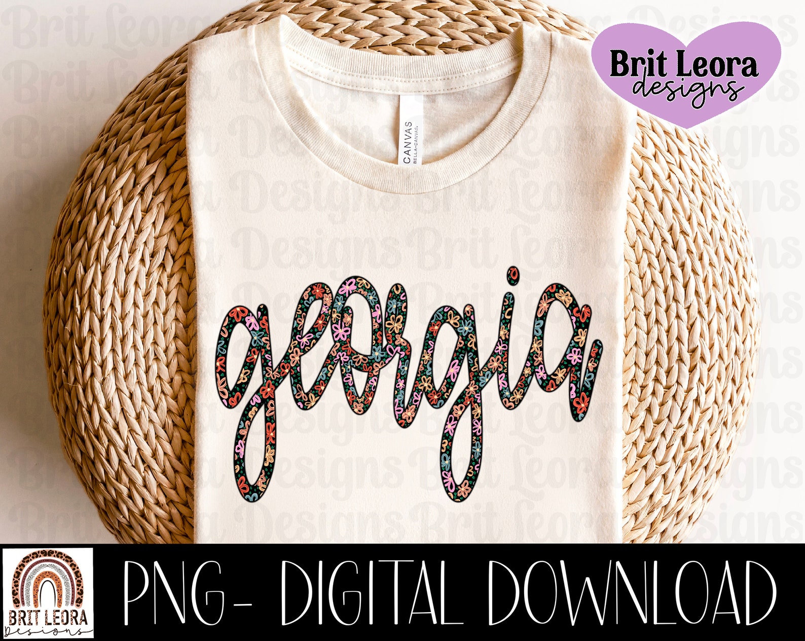 Floral Georgia Embroidered Font Png File for Sublimation or - Etsy