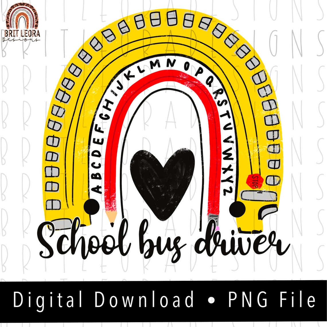 School Bus Driver Rainbow PNG Leopard and Boho Instant - Etsy