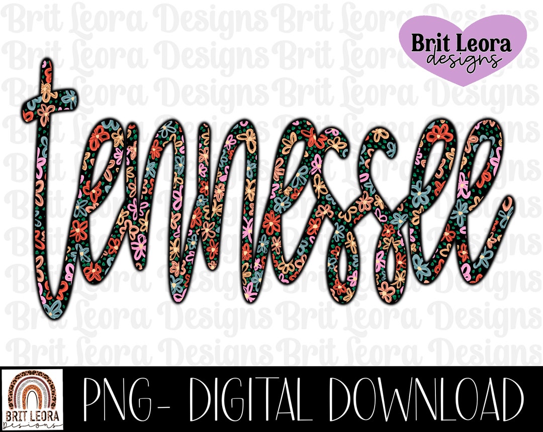 Floral Tennessee Embroidery Font Png File for Sublimation or Print ...