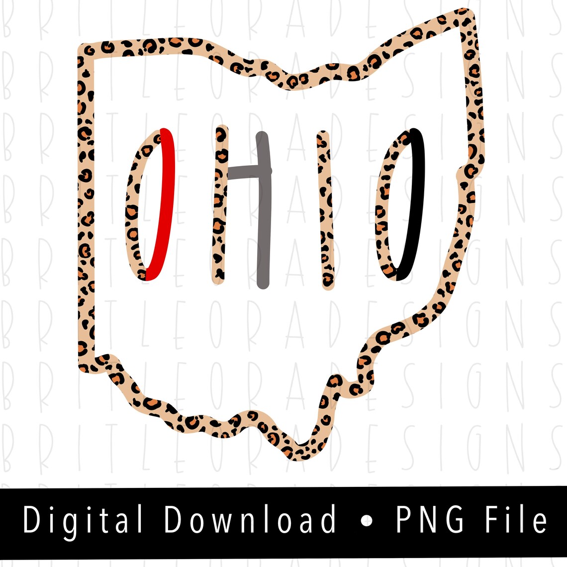 Leopard Print State OHIO Outline PNG, Ohio State, Instant Digital ...
