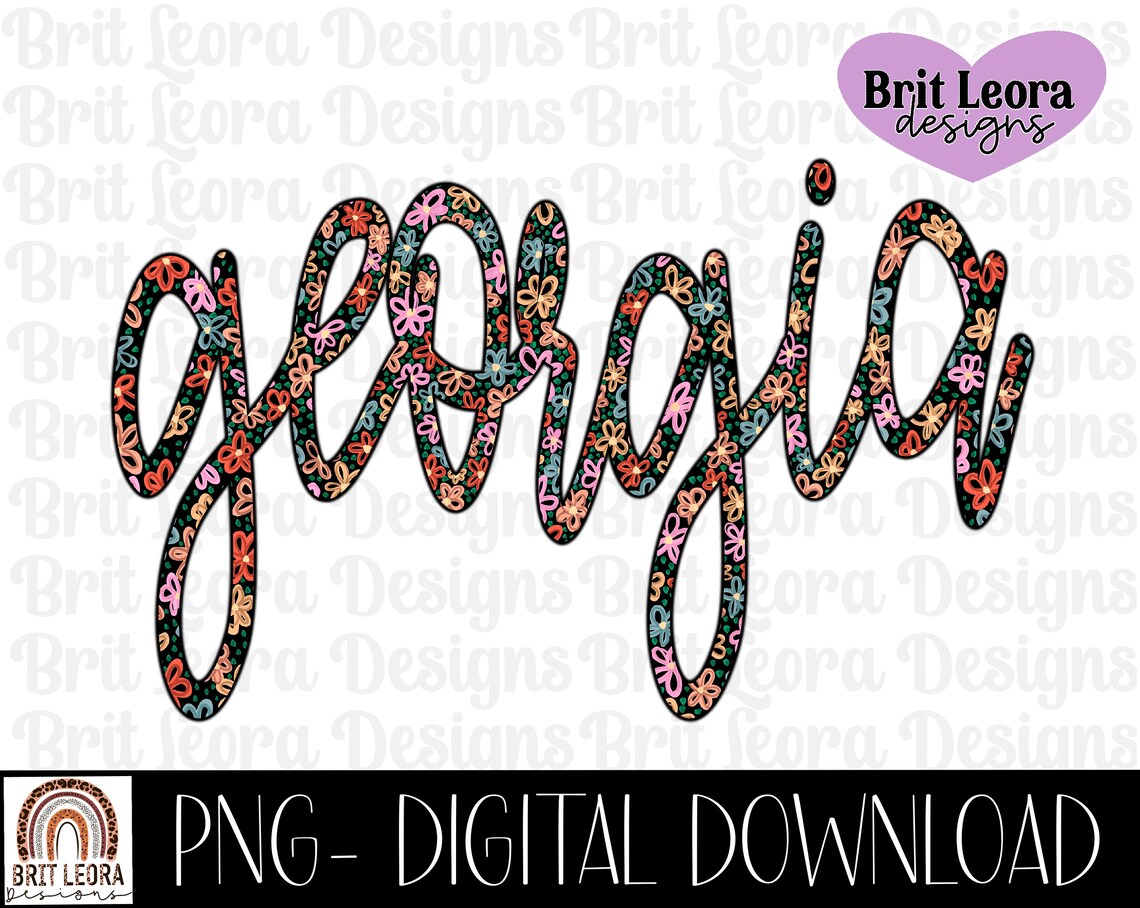 Floral Georgia Embroidered Font Png File for Sublimation or - Etsy