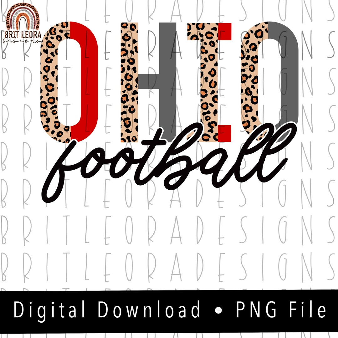 OHIO Football, Png, Half Leopard, Scarlet and Grey Font, Instant ...