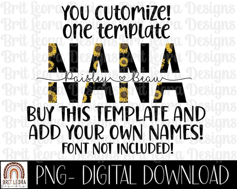 Customizable Nana PNG Templates 1 Template With Space for You - Etsy