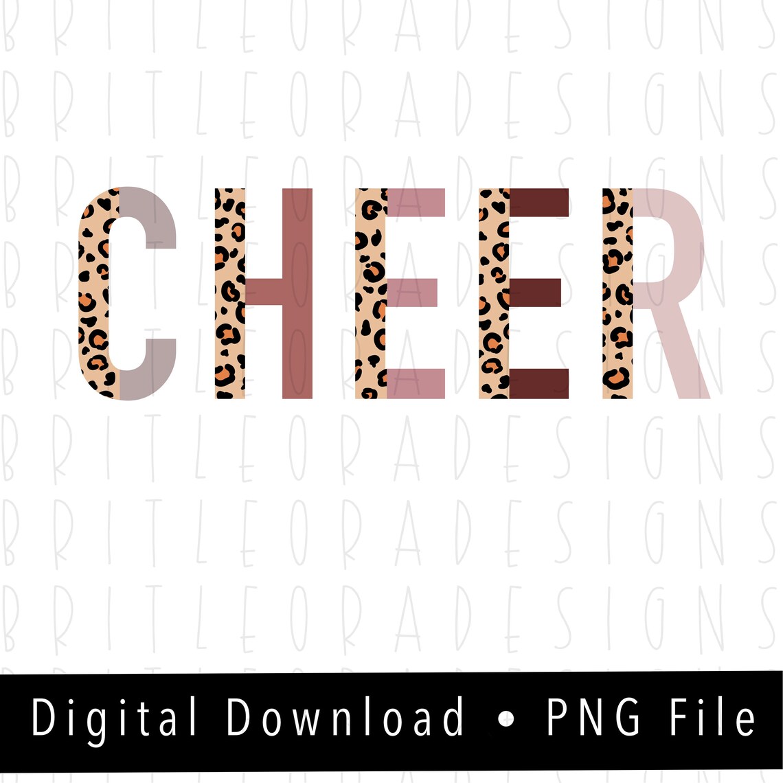 CHEER PNG, Instant Digital Download, Leopard and Neutral Font ...