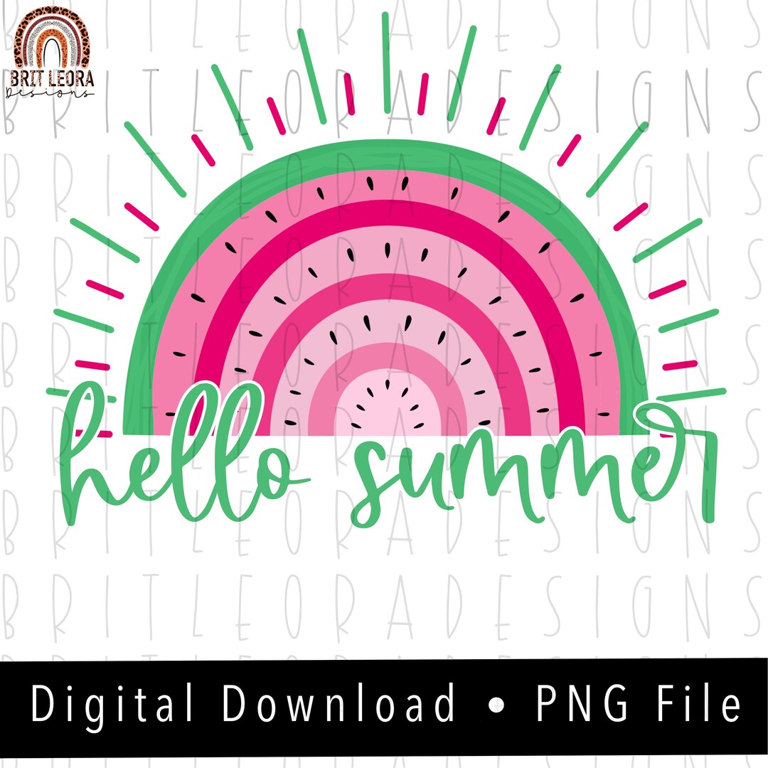 Hello Summer PNG, Watermelon Design, Summer Png, Digital Download ...