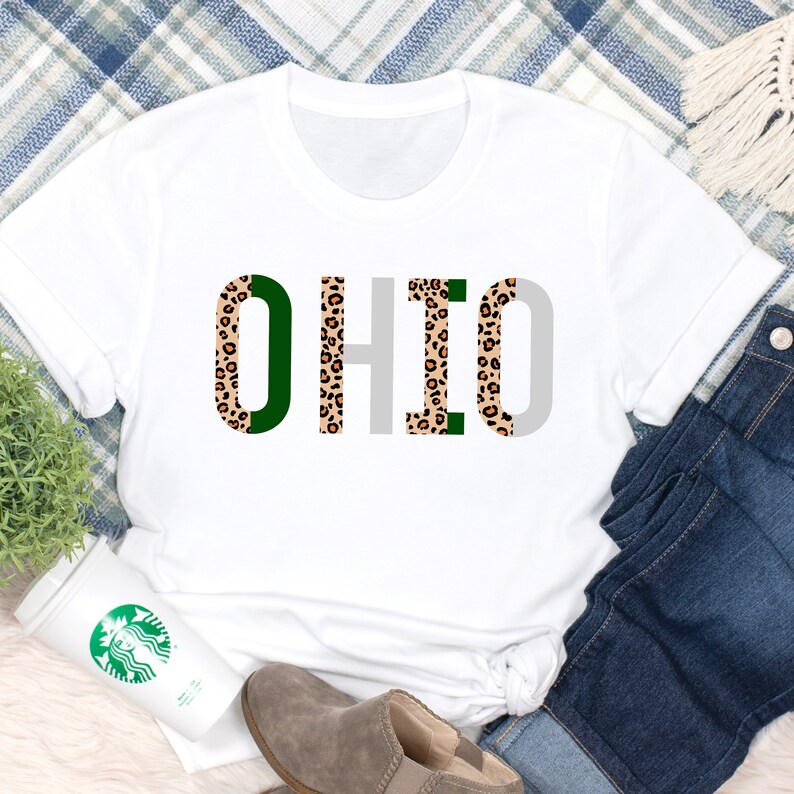 Leopard Print and Green State OHIO Outline PNG Ohio State - Etsy
