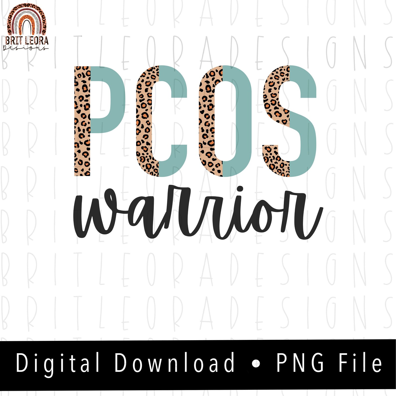 Leopard and Teal PCOS Warrior PNG, Leopard and Boho, Instant Digital ...
