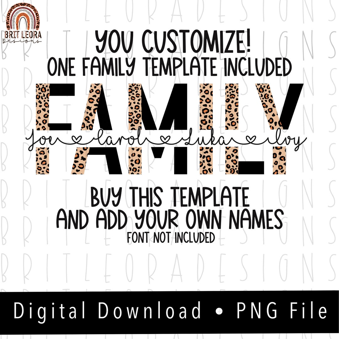 Customizable Family PNG Templates, 1 Template With Space for You to Add ...