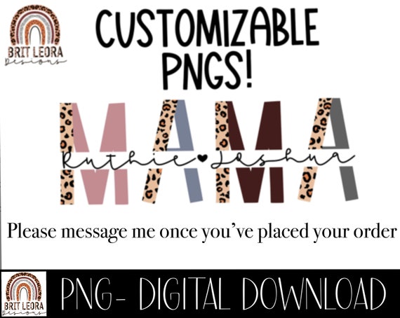 Customizable mama With Names PNG Mothers Day Design for - Etsy