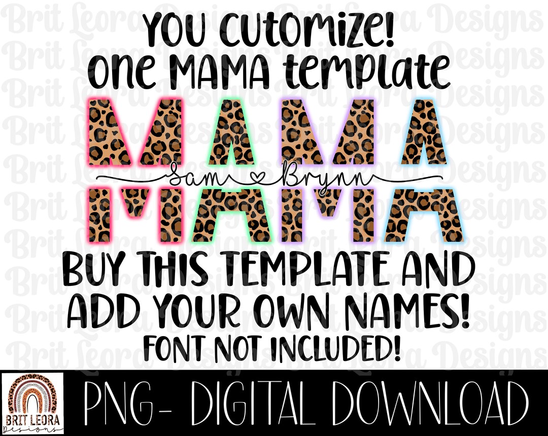 Customizable Mama PNG Templates, 1 Template With Space for You to Add ...