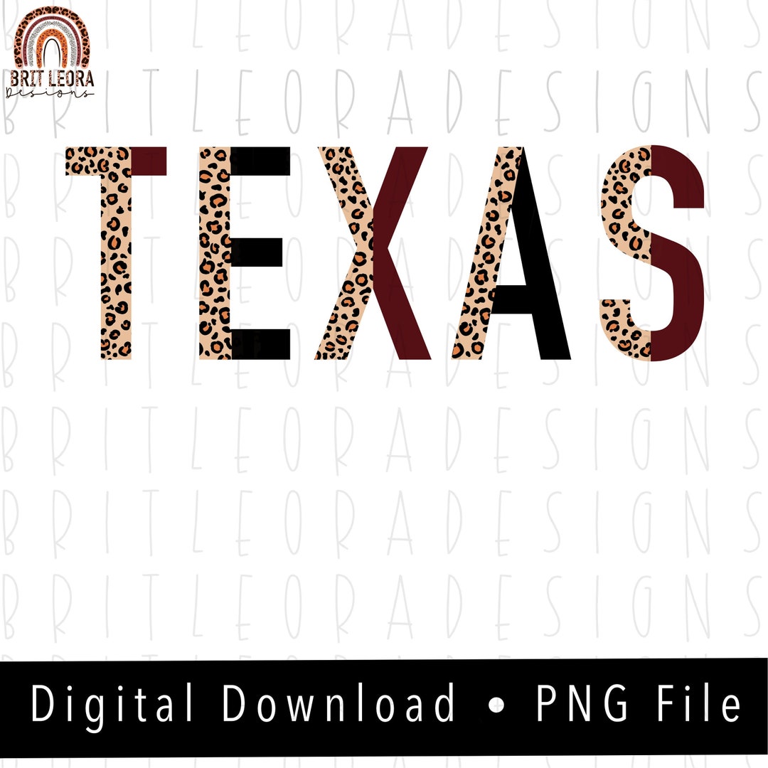 Leopard Print Texas Outline PNG, Texas State, Instant Digital Download ...