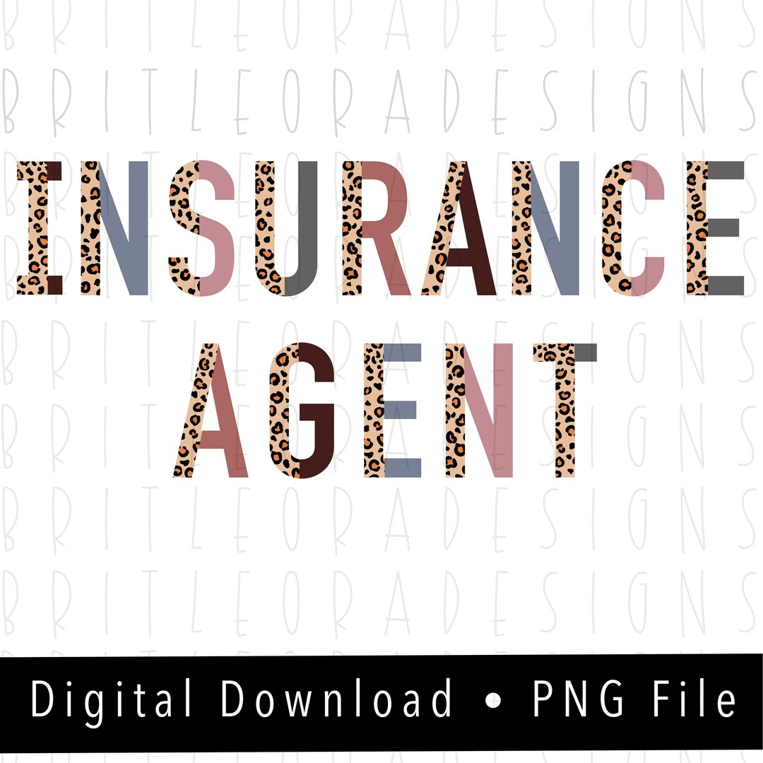Insurance Agent PNG, Instant Digital Download, Leopard and Neutral Font ...