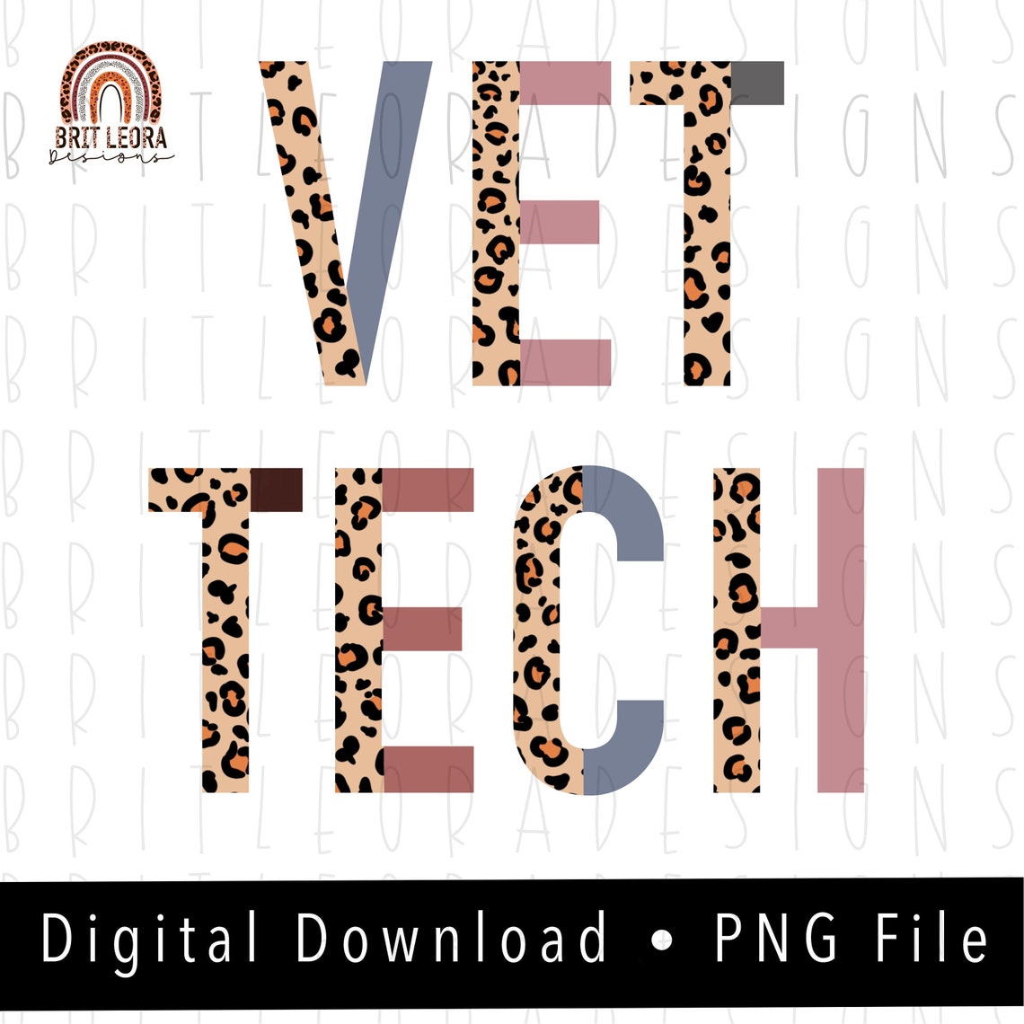 VET TECH PNG Instant Digital Download Leopard and neutral | Etsy