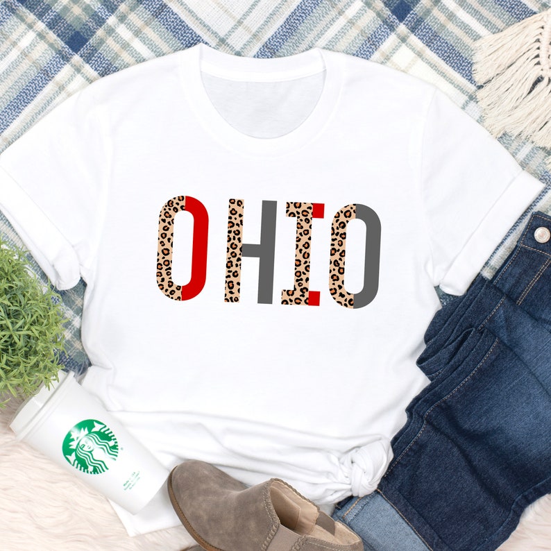 OHIO Png Half Leopard Scarlet and Grey Font Instant | Etsy