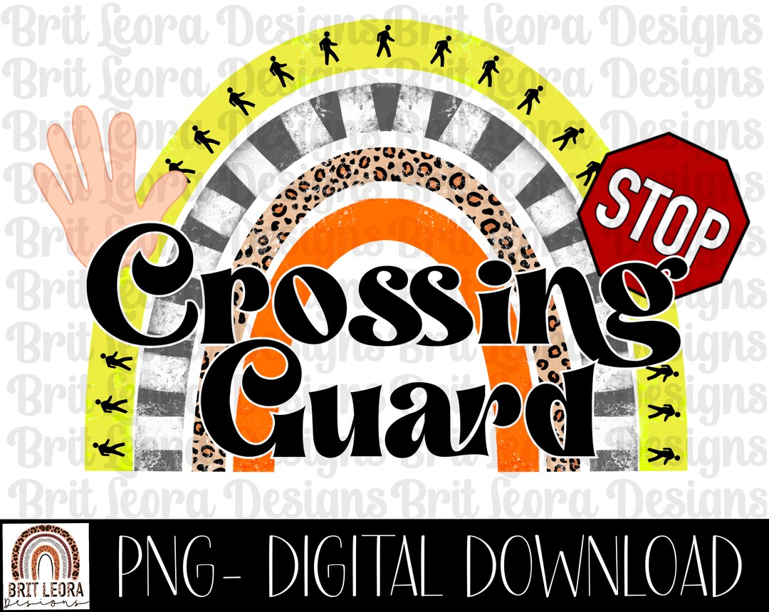 Crossing Guard Rainbow PNG, Leopard and Yellow Rainbow, Instant Digital ...