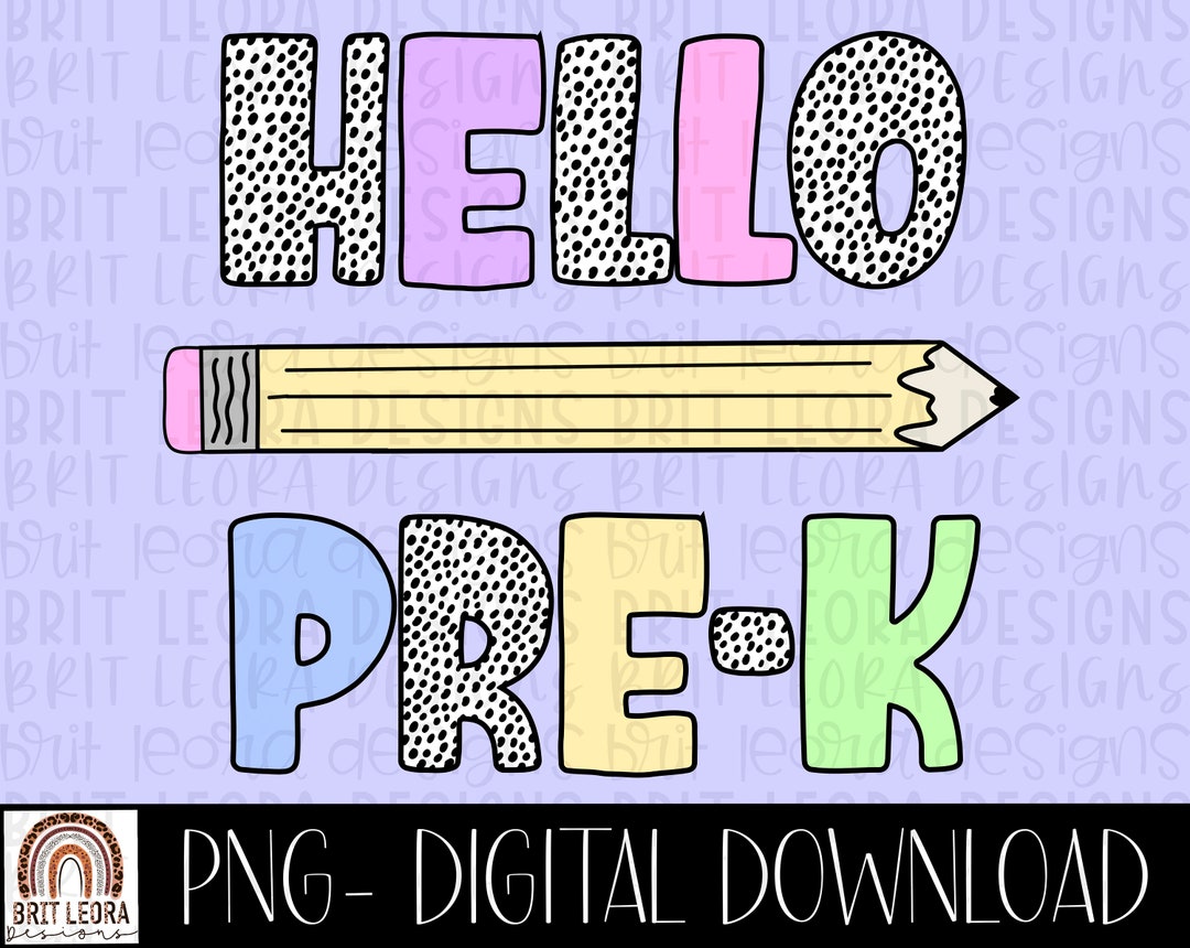 Hello Pre K With Cheetah Spots PNG File for Sublimation, Back to School ...
