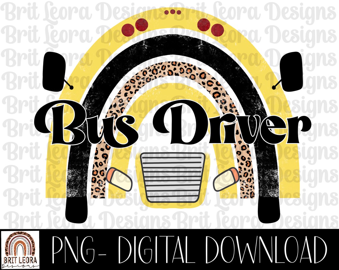 School Bus Driver Rainbow PNG Leopard and Yellow Rainbow - Etsy