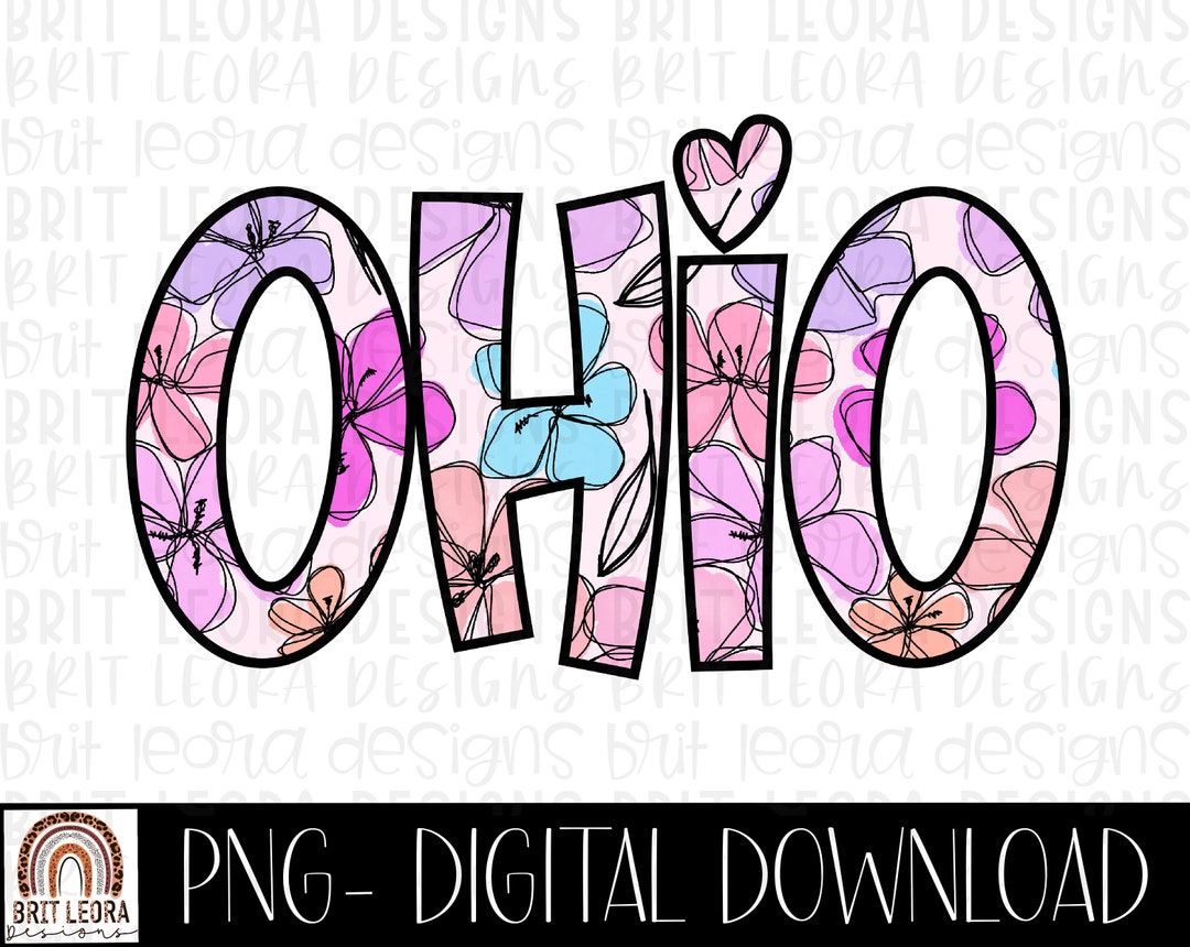 OHIO Png, Pink Floral Font, Instant Download, Printable Sublimation ...