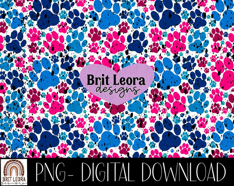 Paw Print Seamless Pattern PNG Digital Download Repeating | Etsy