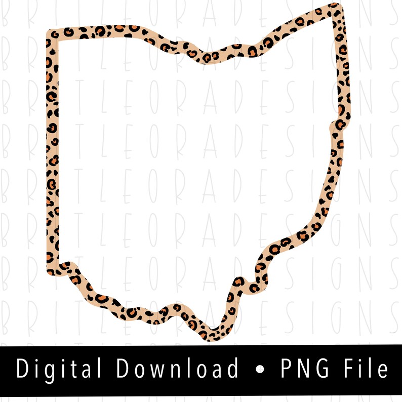 Leopard Print State OHIO Outline PNG Ohio State Instant - Etsy