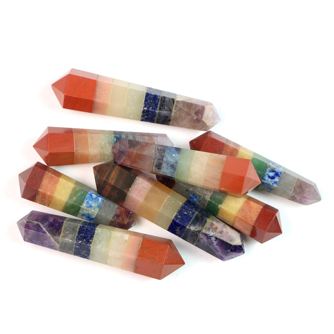 7 Chakra Crystal Tower Double Terminated Point, Seven Chakra Double ...