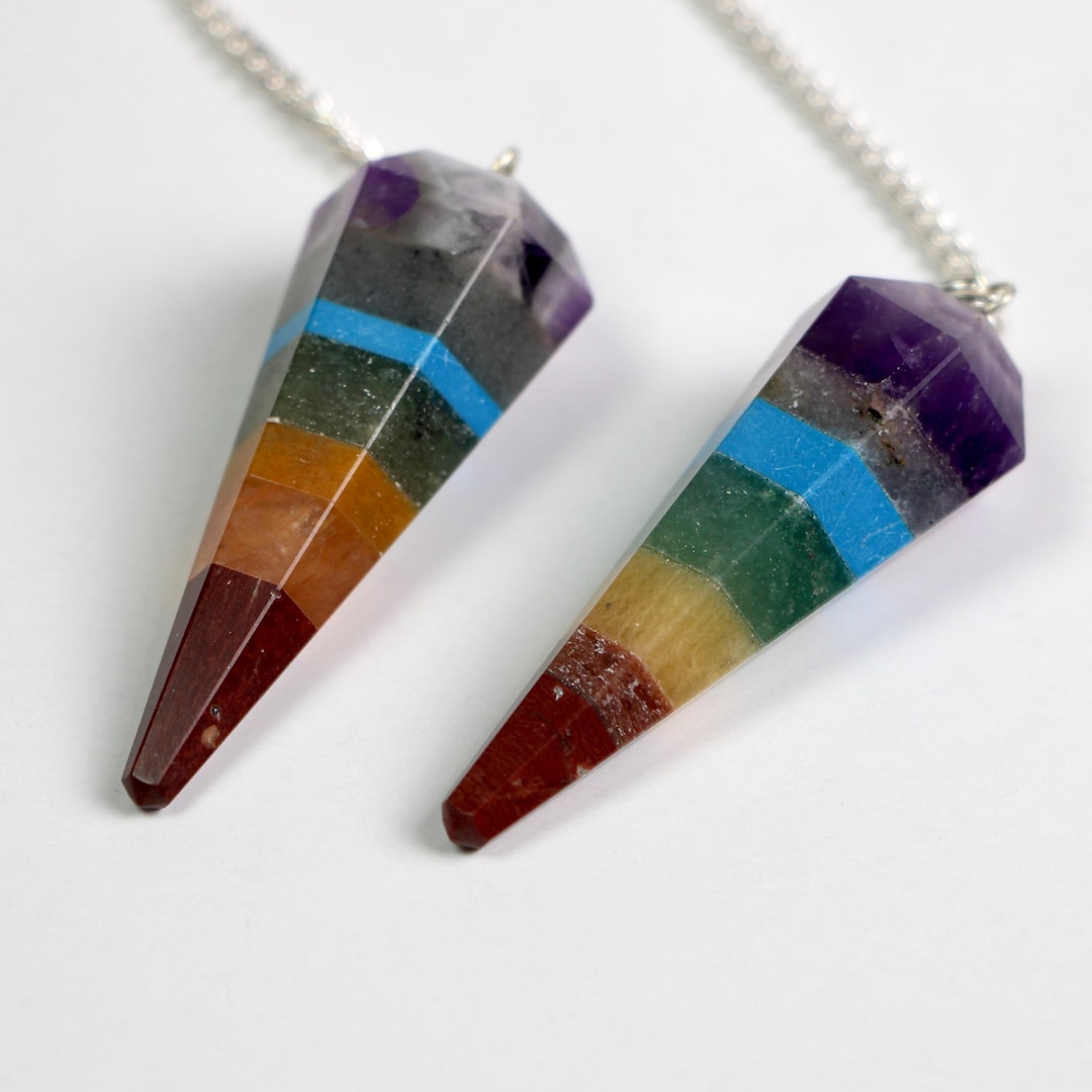 7 Chakra Crystal Pendulums, Seven Chakra Gemstone Pendulums - Etsy